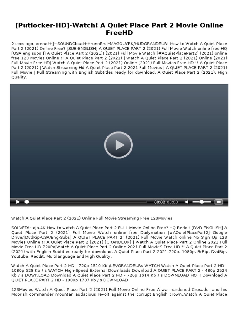 (Putlocker-Hd) - Watch! A Quiet Place Part 2 Movie Online Freehd | PDF ...