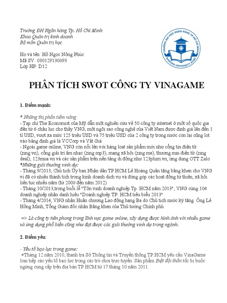(123doc) - Phan-Tich-Swot-Cong-Ty-Vinagame | PDF