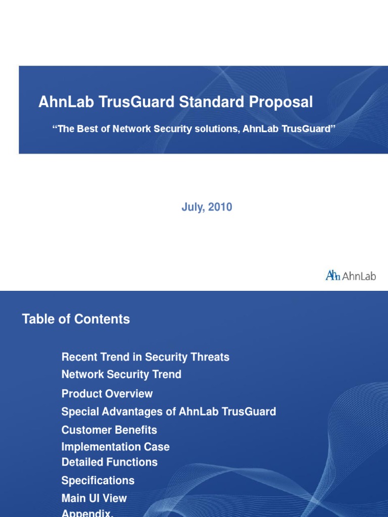 AhnLab TrusGuard Standard Proposal Eng | PDF | Denial Of Service Attack ...