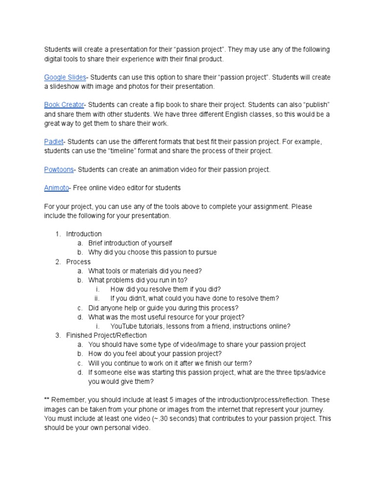 Choice Board Passion Project | PDF | Learning | Cognition