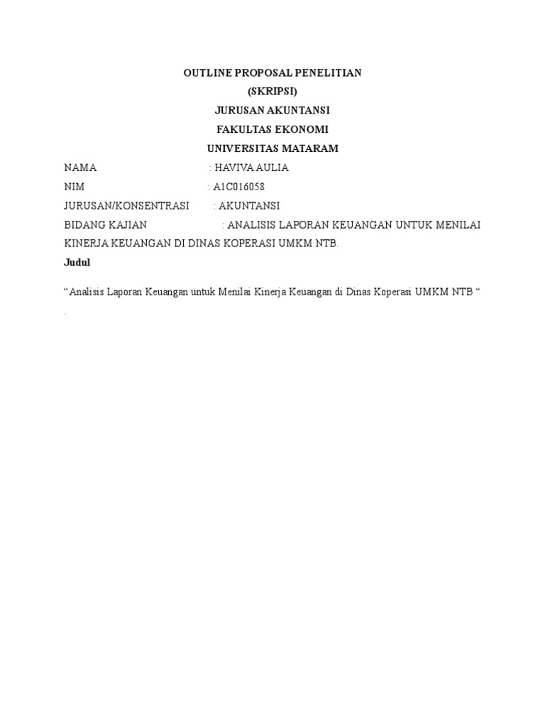 OUTLINE PROPOSAL PENELITIAN C | PDF