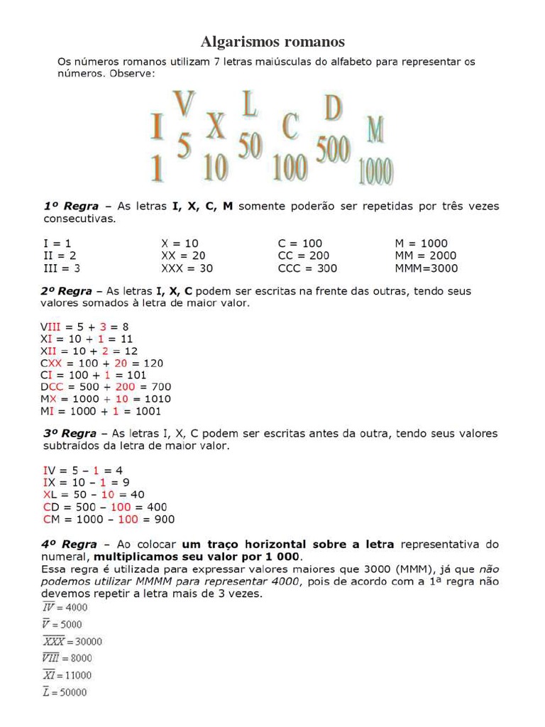 Algarismos Romanos | PDF | Notação | Notação matemática