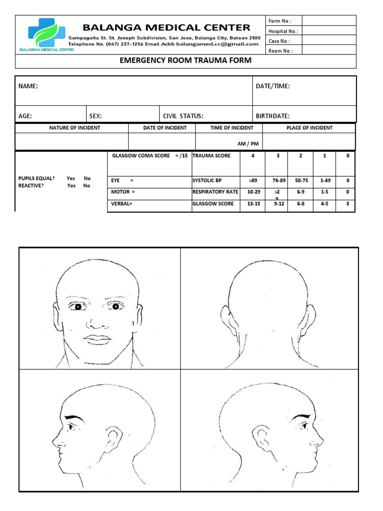 Emergency Room Trauma Form: Name: Date/Time | PDF
