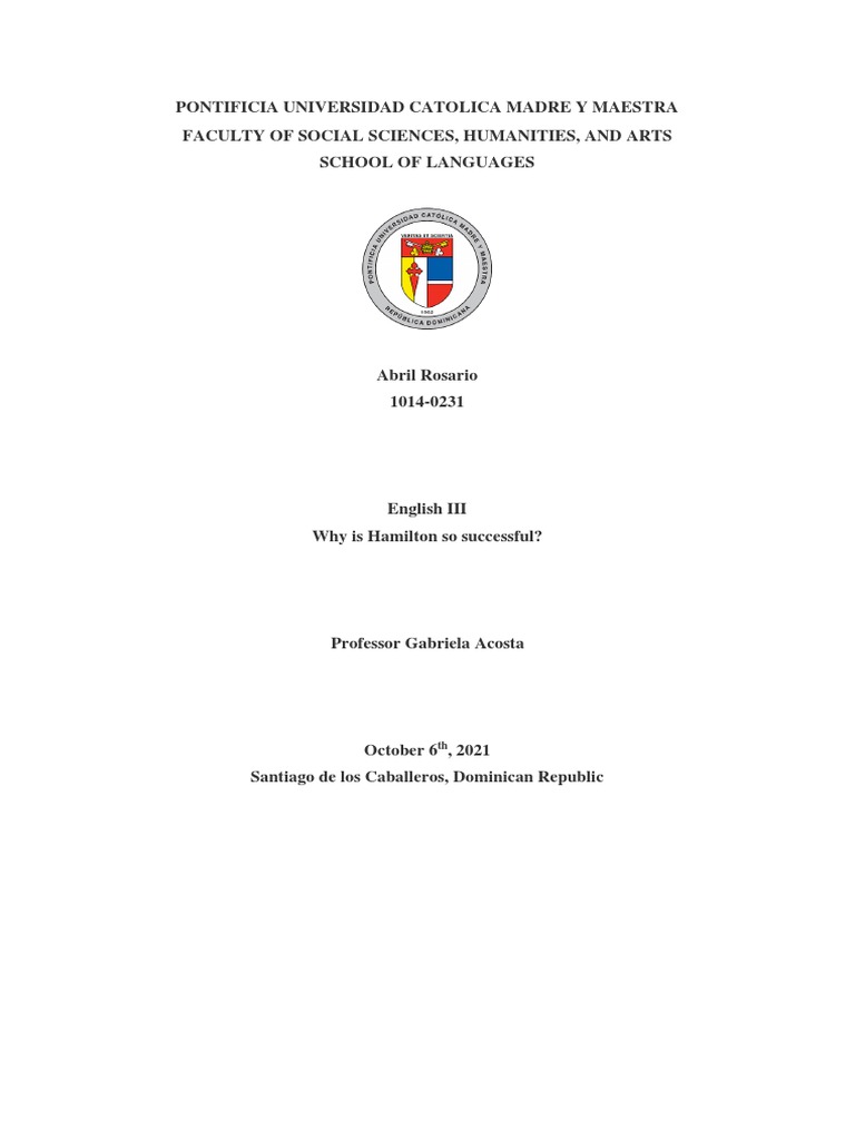 Hamilton's Success Explained | PDF | Hamilton (Musical)