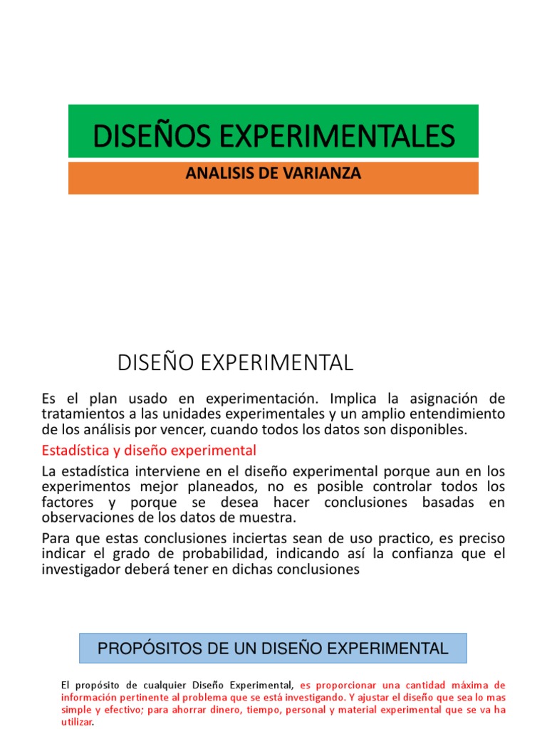 Diseños Experimentales: Analisis de Varianza | PDF | Experimentar | Análisis de variación