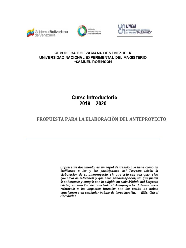 Estructura Del ANTEPROYECTO | PDF