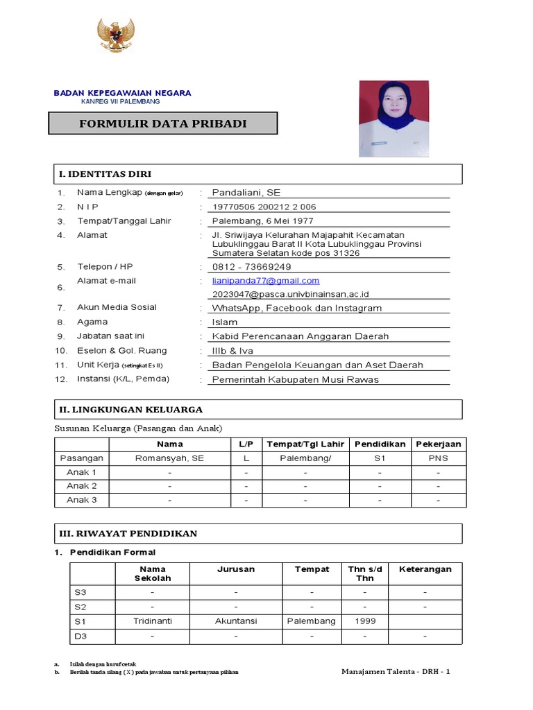 Form DRH Talent PANDALIANI 2021 Final | PDF