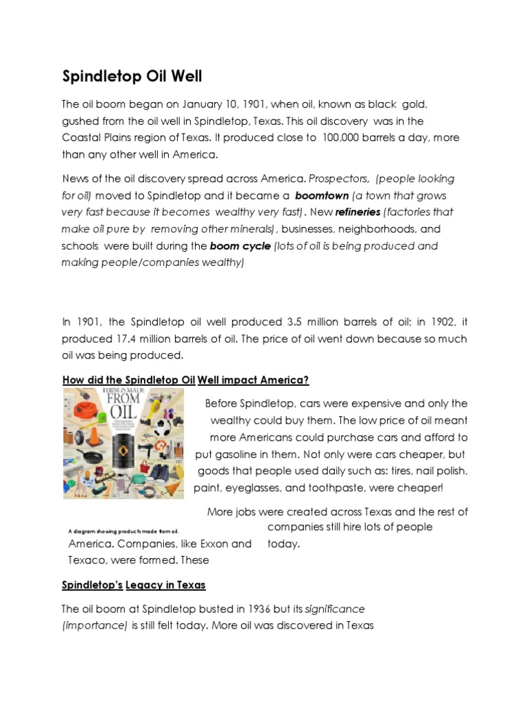 Spindletop: Birth of the Oil Boom | PDF