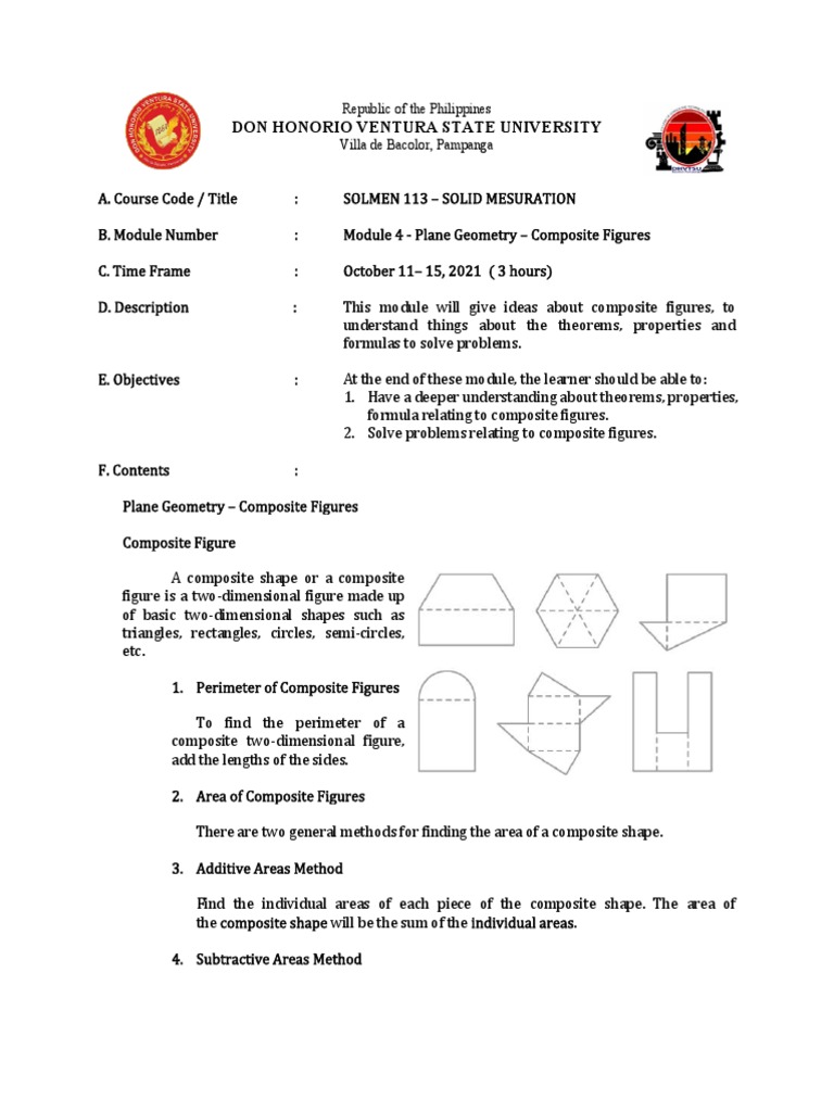 MODULE 4 Plane Geometry Composite Figures | PDF | Area | Shape