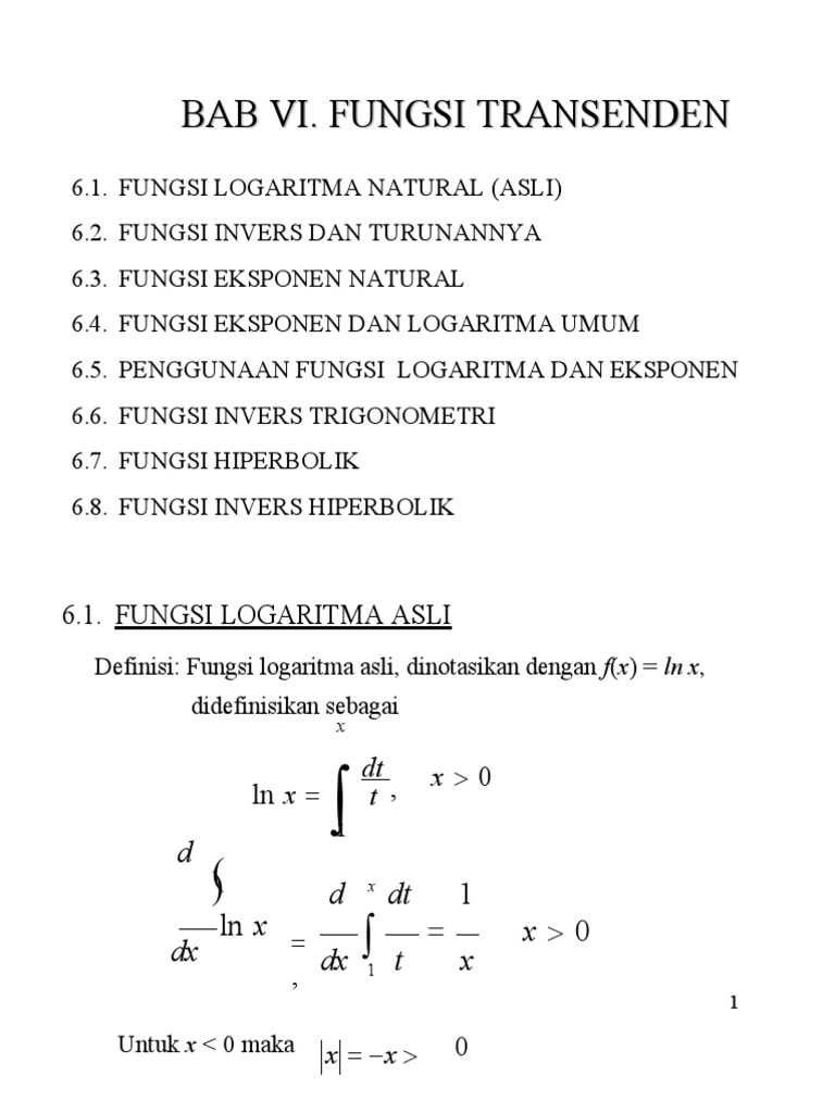 Fungsi - Transenden 1 | PDF