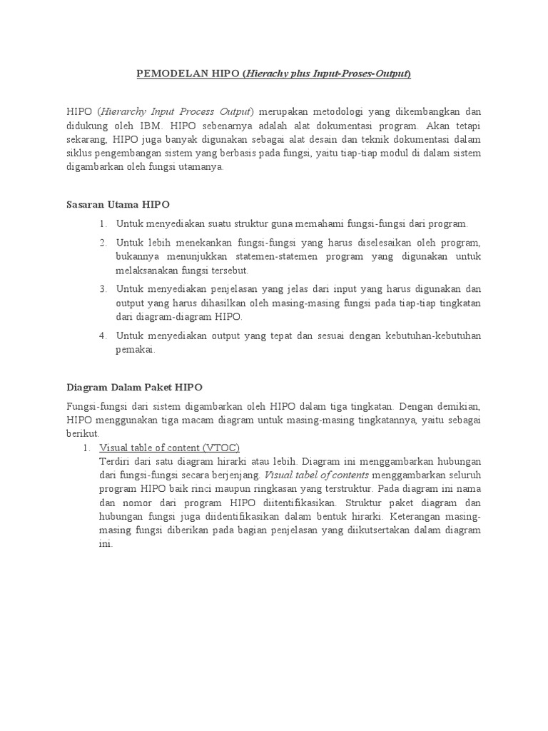 HIPO MODELING: DESCRIBING SYSTEM FUNCTIONS THROUGH A HIERARCHICAL ...