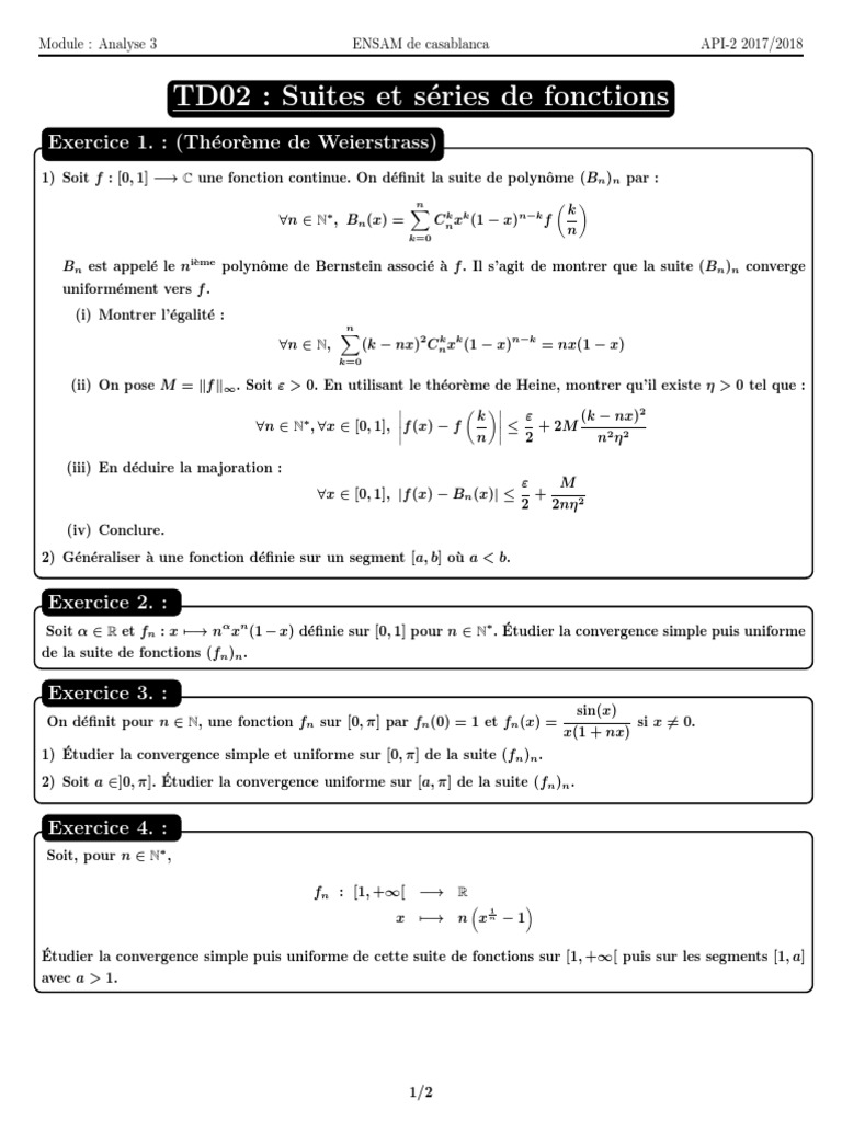 TD02 | PDF | Limite (mathématiques) | Calcul