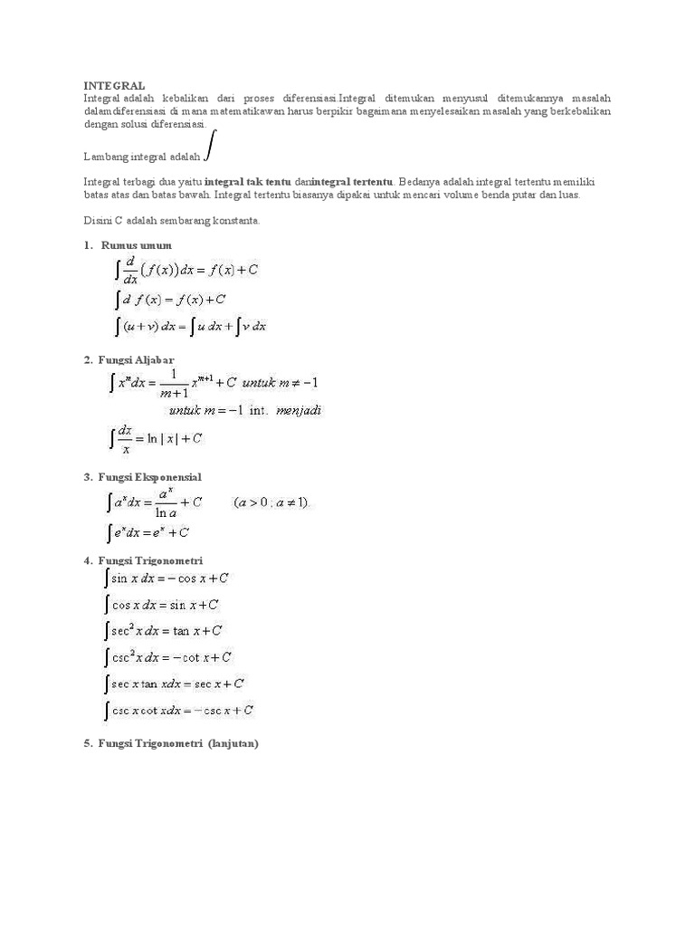 Soal Integral Substitusi dan Penyelesaian | PDF