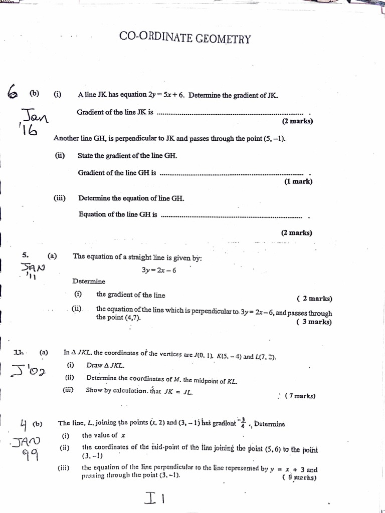 Coordinate Geometry Past Papers | Download Free PDF | Line (Geometry ...