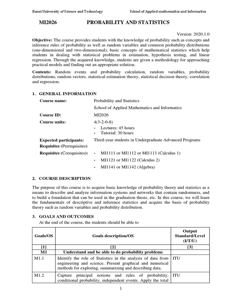 Probability and Statistics Course | PDF | Probability Distribution ...