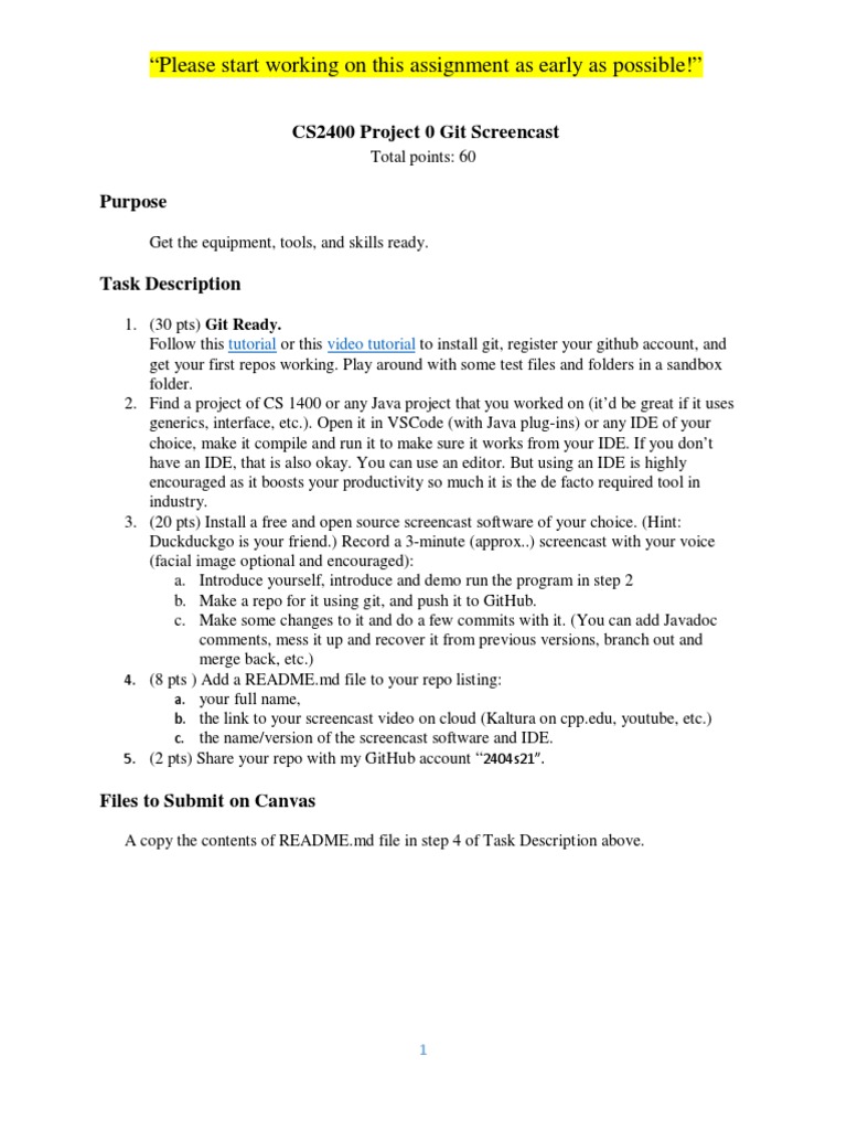 Please Start Working On This Assignment As Early As Possible! | PDF