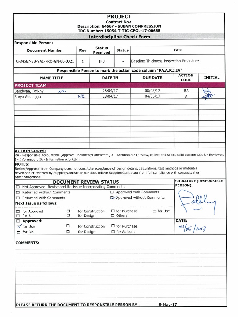 Baseline Thickness Inspection Procedure | PDF