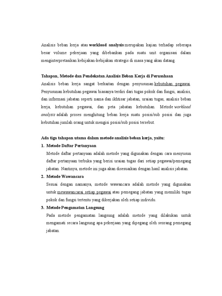 Analisis Beban Kerja (WLA) | PDF