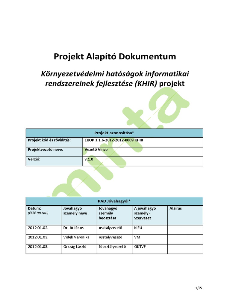 06 Projekt Alapito Dokumentum Sablon Minta v2.0 | PDF