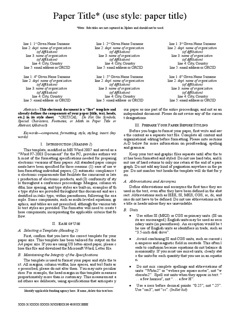 Paper Title (Use Style: Paper Title) | PDF | Note (Typography ...