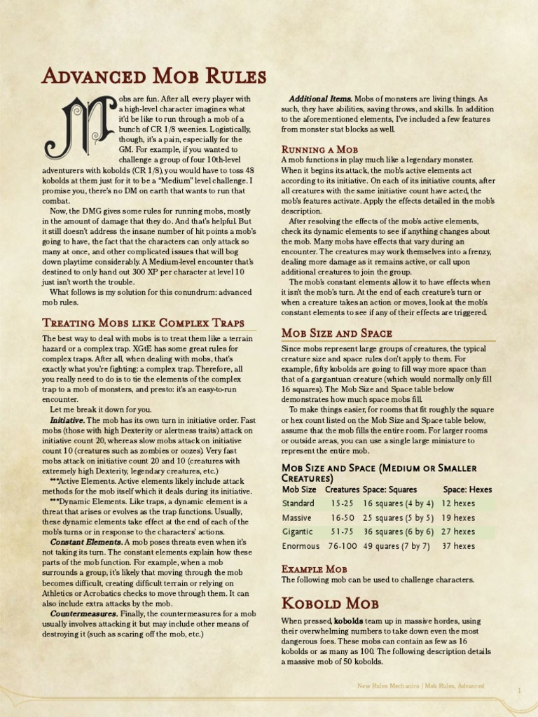 DMDave - Advanced Mob Rules | PDF | Role Playing Games