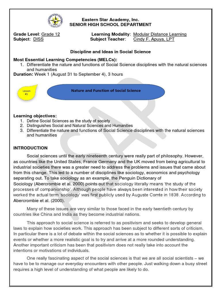 Diss Module #1 | PDF | Social Sciences | Science