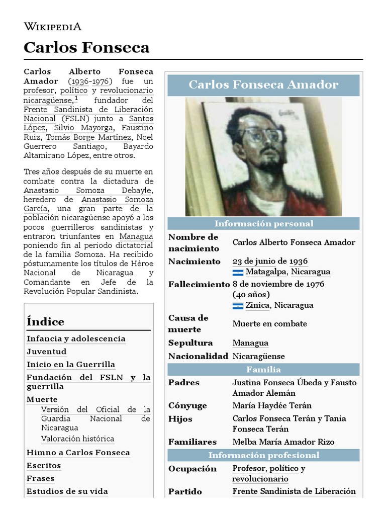 Carlos Fonseca - Wikipedia, La Enciclopedia Libre | PDF | Frente ...