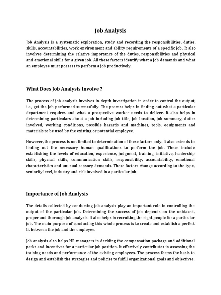 What Does Job Analysis Involve ? | PDF | Employment | Evaluation