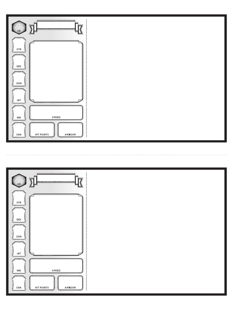DD 5e Monster Cards Blank Printable | PDF