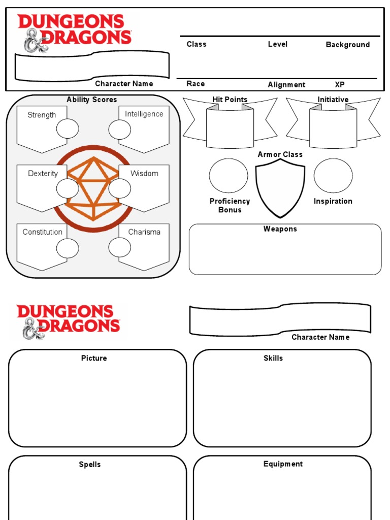 Simplified D&D 5E Character Sheet | PDF