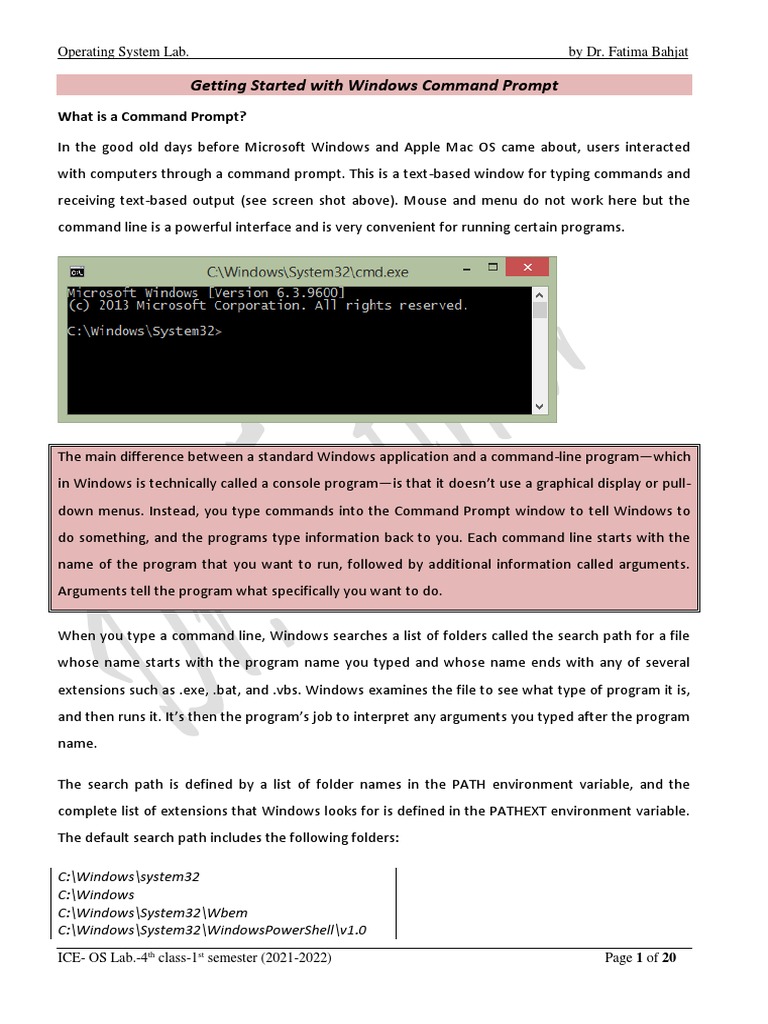 Os Lab Windows Commands Pdf Command Line Interface Computer File