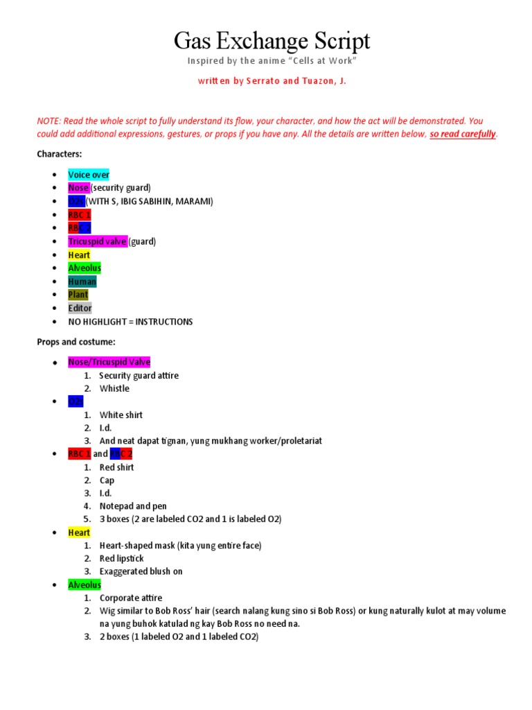 Gas Exchange Script | PDF | Exhalation | Heart