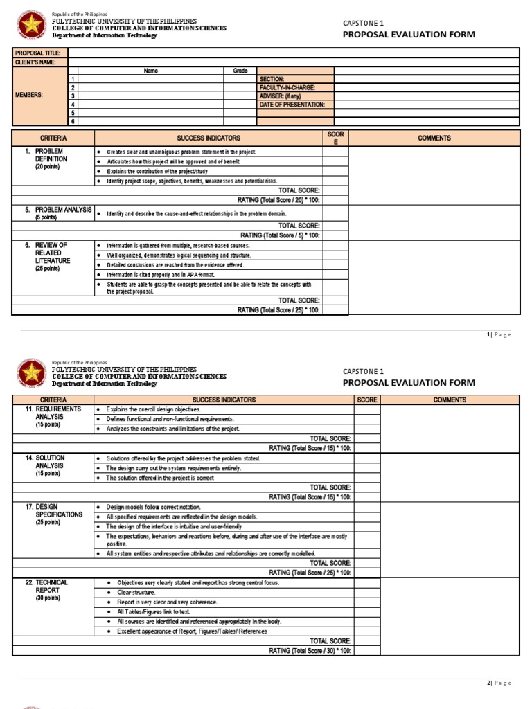 Capstone Evaluation Sheet | PDF | Information | Evaluation