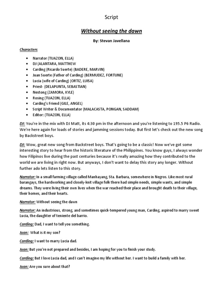 Without Seeing The Dawn Script | PDF | Social Institutions | Social Science