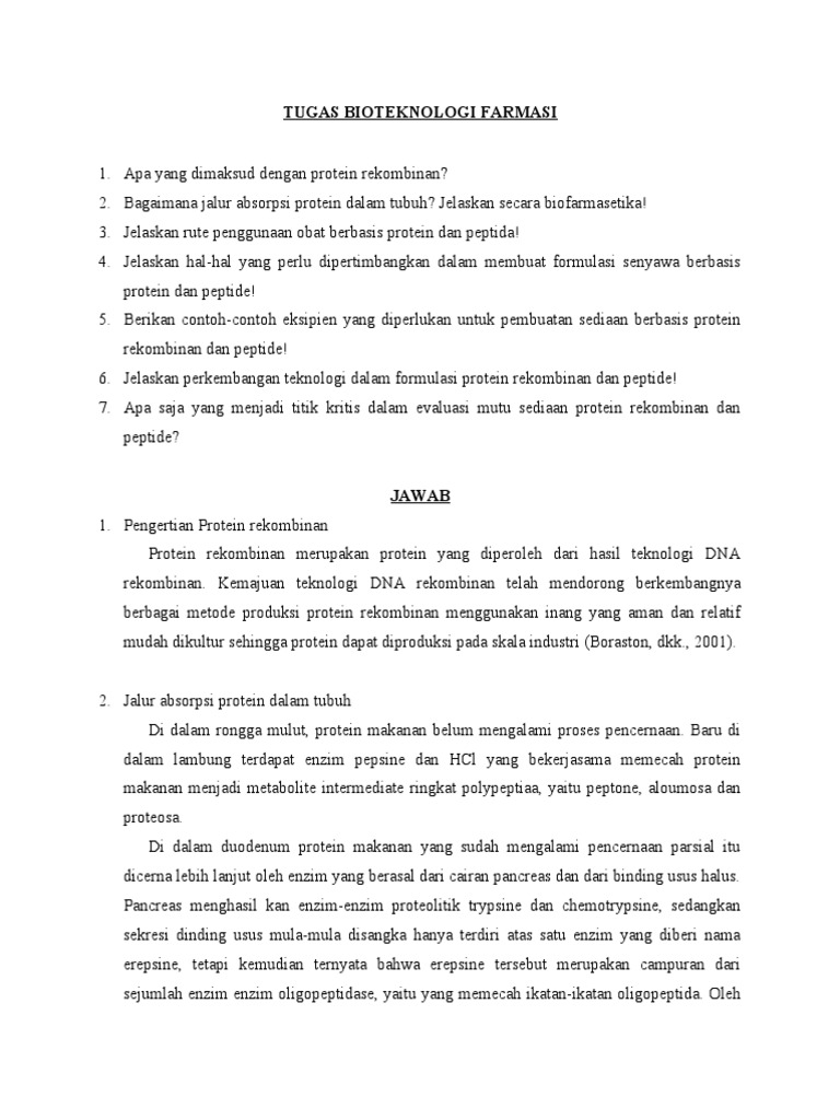 Formulasi dan Rute Obat Protein Peptida | PDF
