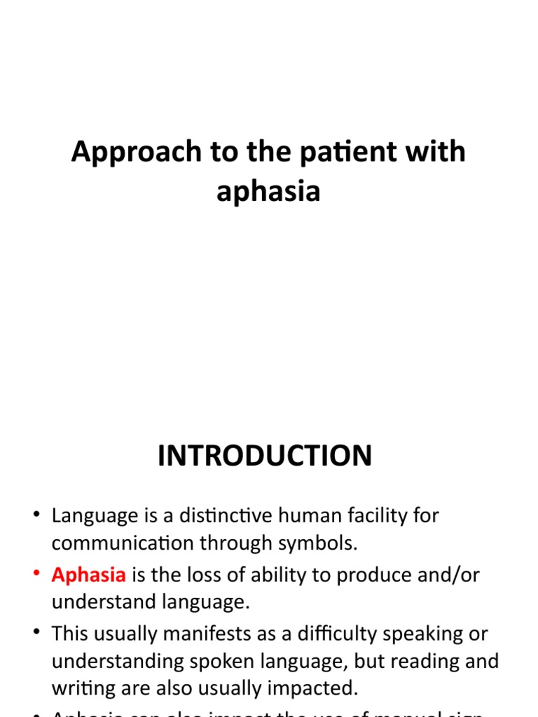 Approach To The Patient With Aphasia | PDF | Aphasia | Speech