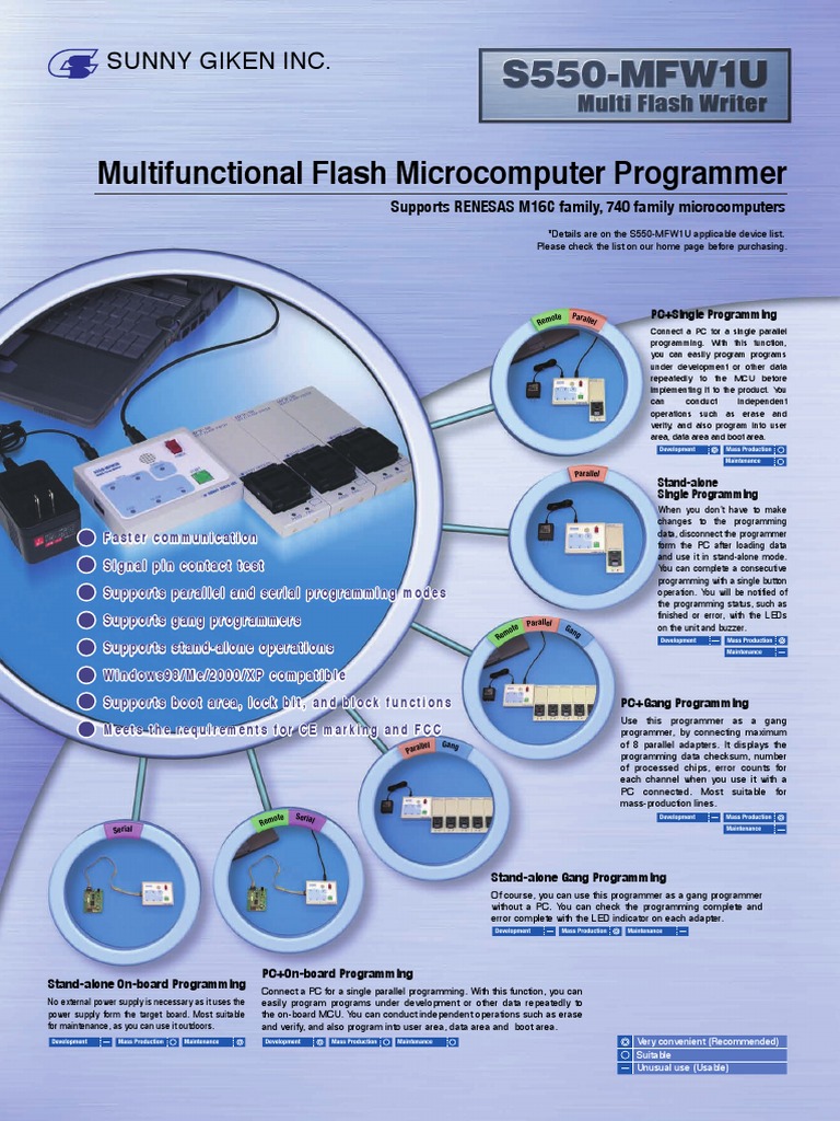 Multifunctional Flash Microcomputer Programmer: Sunny Giken Inc | PDF ...