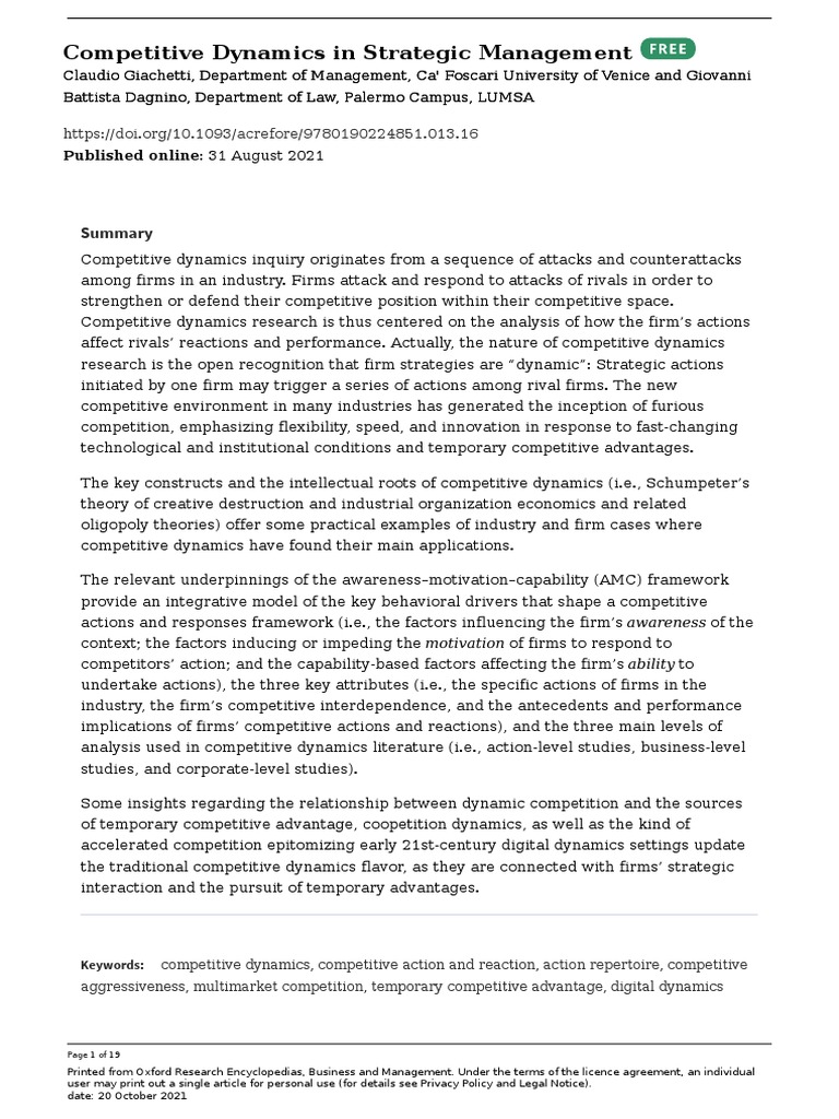 Competitive Dynamics: Key Constructs and Examples | PDF | Pepsi | Coca Cola