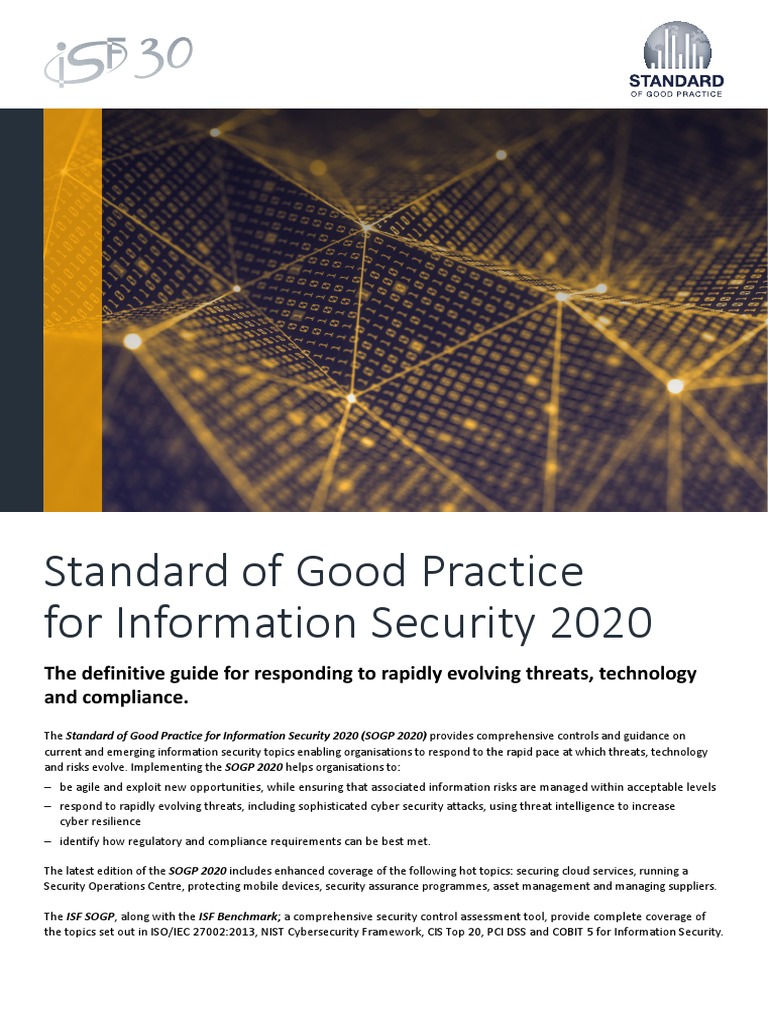 ISF SOGP 2020 Executive Summary 1 | PDF | Information Security | Security