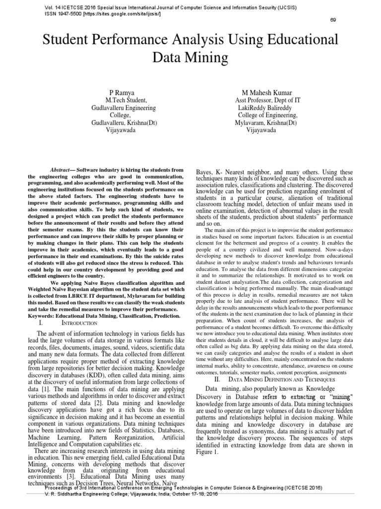 Student Performance Analysis Using Educa | PDF | Statistical Classification | Data Mining