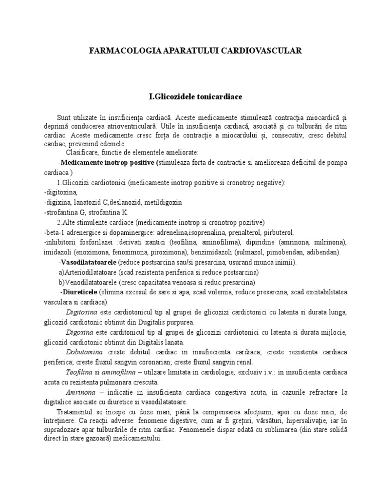 Farmacologia Aparatului Cardiovascular, POPA ADELA, IB | PDF