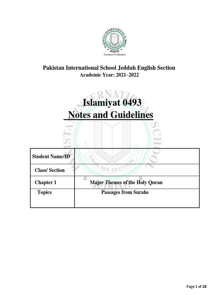 Final Notes-Major Themes of The Holy Quran-2-1-1 | Download Free PDF ...