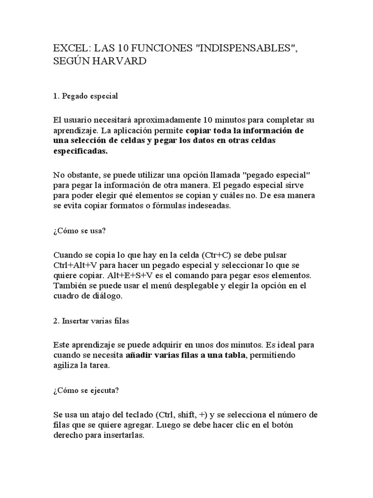 Comandos Esenciales de Excel | PDF | Hoja de cálculo | Microsoft Excel