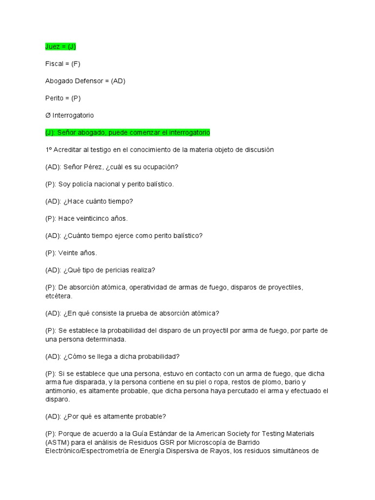 Interrogatorio Ejemplo | PDF