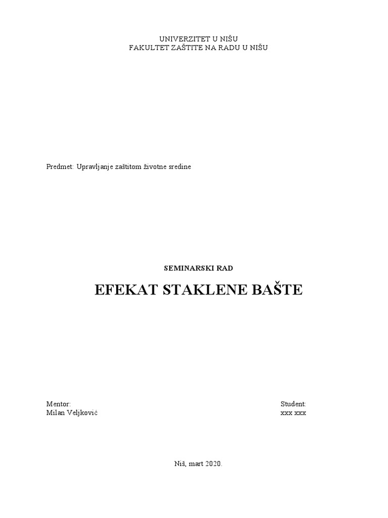 Primer Seminarskog Rada UZZS | PDF