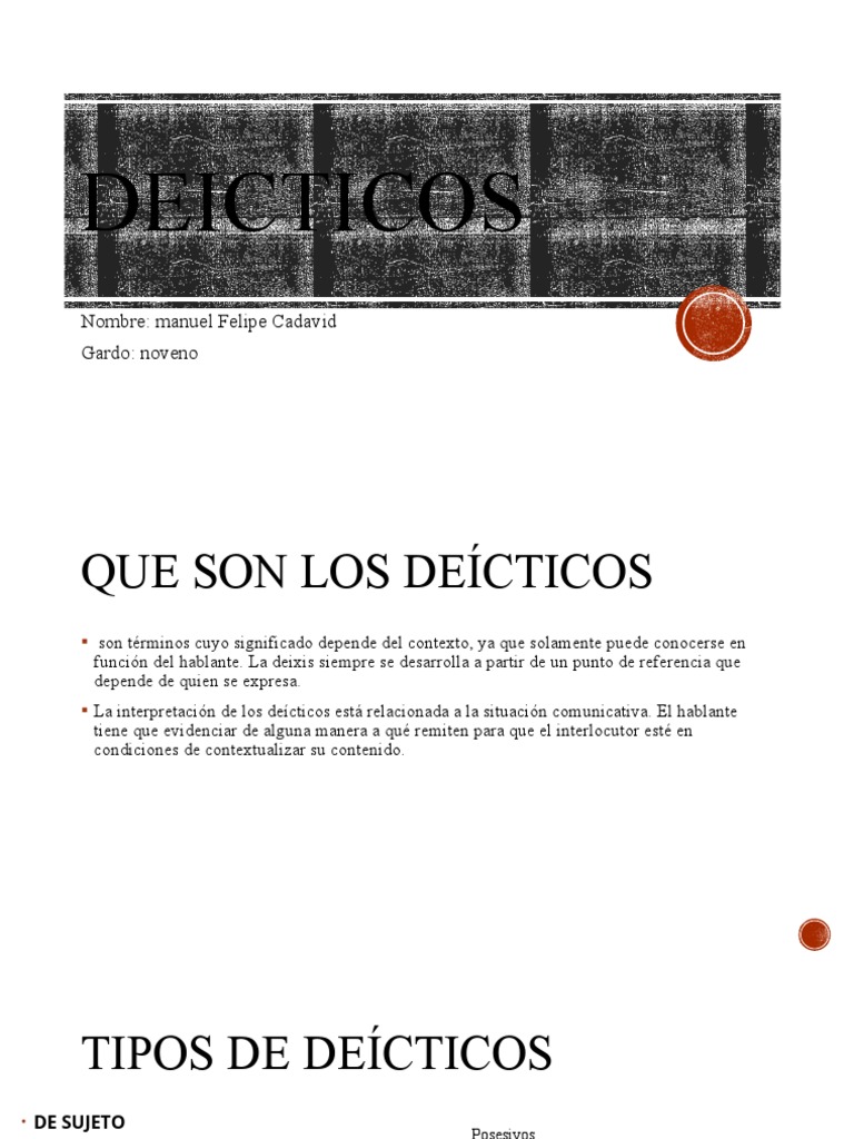 Trabajo Deicticos | PDF | Lingüística | Gramática