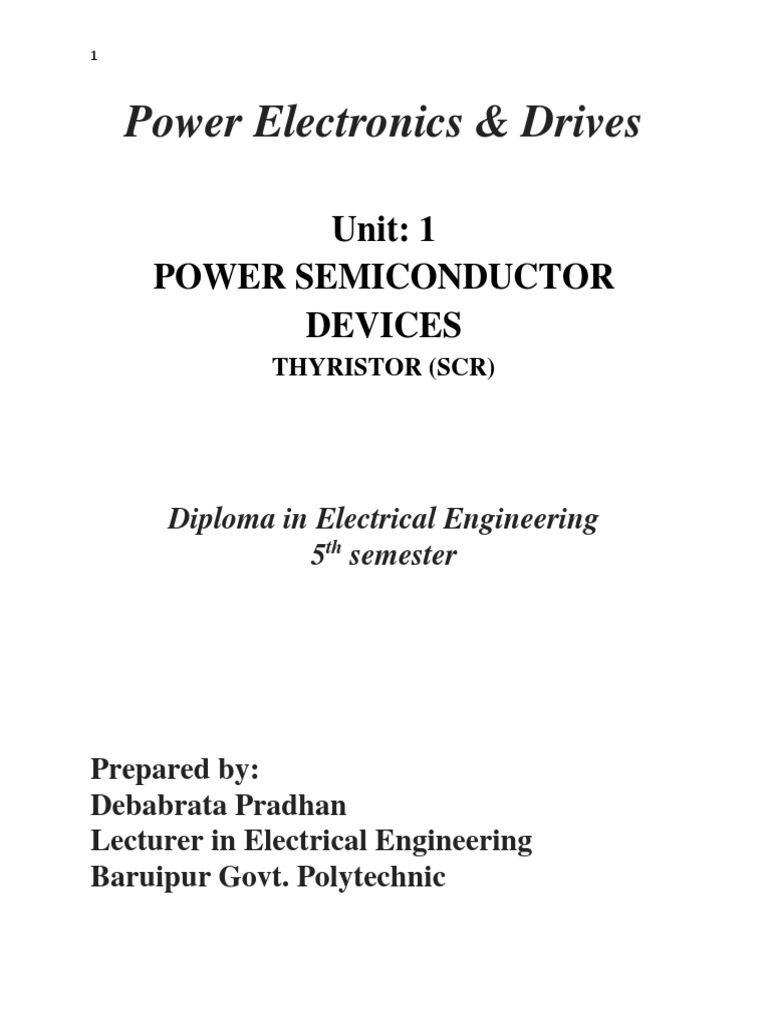 Power Electronics & Drives: Unit: 1 Power Semiconductor Devices | PDF | Field Effect Transistor ...