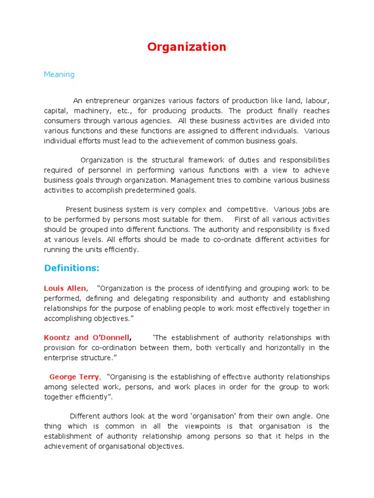 1 Principles of Organisation | PDF | Organizational Structure | Goal