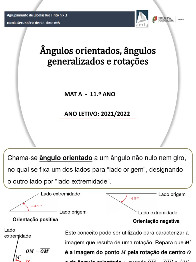 Ângulos Orientados e Generalizados | PDF | Ângulo | Matemática