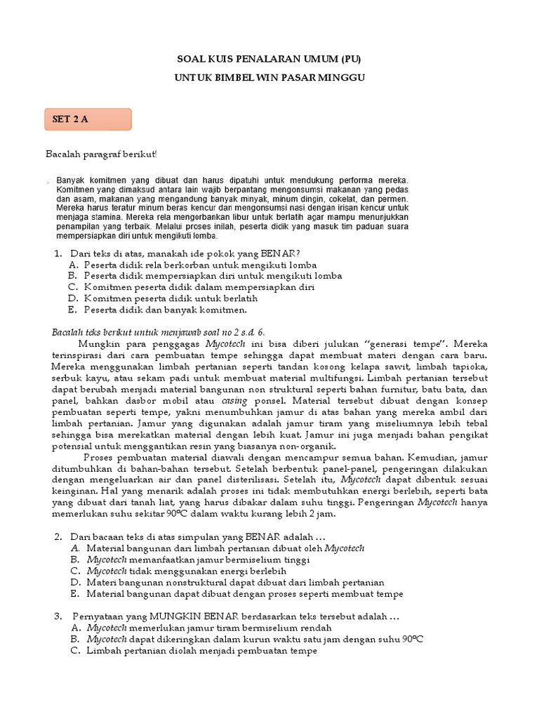 Soal Kuis Pu Set 2 | PDF
